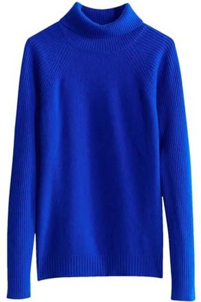 Generic Pull en cachemire pour femme - 100 % laine mérinos - Pull à col roulé, bleu, M
