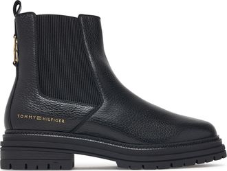 Tommy Hilfiger Klassische Stiefeletten Tommy Hilfiger Th Emboss Grain Leather Chelsea FW0FW09559 Schwarz