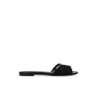 Dolce & Gabbana Sandales Claquettes en Dentelle - Femme - Chaussures - Noir - Taille: 36 EU