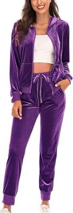 Generic Ensemble de pyjama à capuche en polaire pour femme - Manches longues - Épais - Chaud - Avec poches - Moelleux et doux - Pour lhiver - Vêtement de nuit