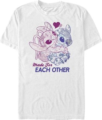 Disney Unisex Lilo & Stitch Stitch Angel Together Organic Short Sleeve T-shirt T-Shirt, Weiß, XL