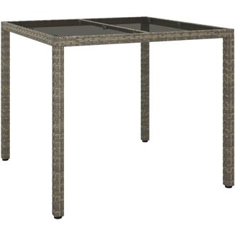 vidaXL Vidaxl - Table de jardin 90x90x75 cm Verre tremp&eacute; et r&eacute;sine tress&eacute;e Gris