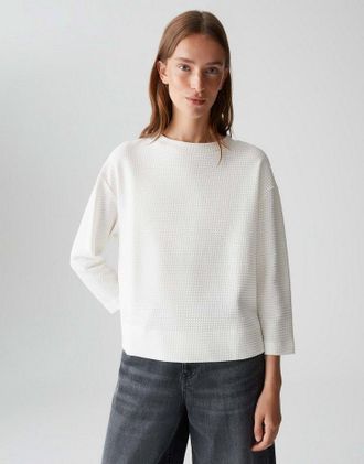 OPUS Sweatshirt GELIX mit zweifarbiger Struktur schmal zulaufend, Fledermaus&auml;rmel mit Raglan