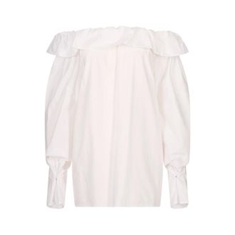 Msgm Msgm, Femme, Blouses et Chemises, Blanc, Taille: 38 FR Cotton Poplin Ruffle Blouse