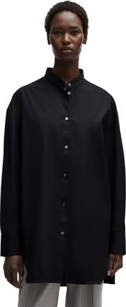 HUGO BOSS Hemd f&uuml;r Damen, Stehkragen, &Uuml;bergro&szlig;, Lang&auml;rmlig (Schwarz)