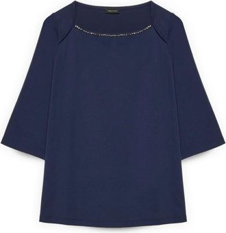 Fiorella Rubino Femme, Tops, Bleu, Taille: 36 FR T-shirt en jersey avec applications de bijoux