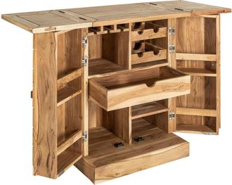 Invicta Interior riess-Ambiente.de Handgearbeiteter Barschrank MOSAICO 130cm Akazie Massivholz 3D Effekt Hausbar Weinschrank