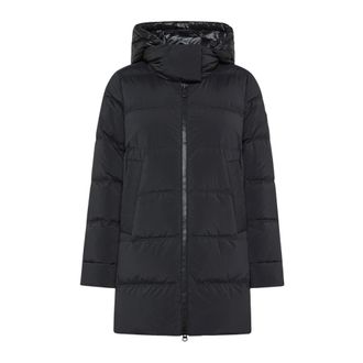 Peuterey Schwarzer langer Daunenmantel mit Kapuze - - Coats - Damen - Schwarzk - XL