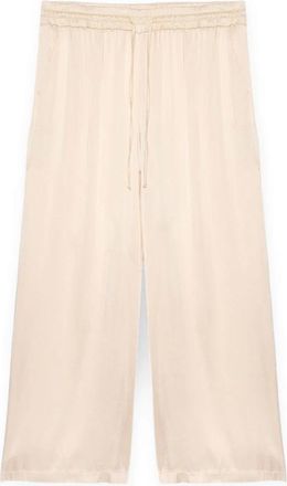 Fiorella Rubino Femme, Pantalons, Beige, Taille: 38 FR Pantalon Large en Satin Stretch