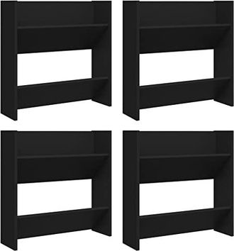 vidaXL Armoires &agrave; Chaussures Murales 4 pcs, &Eacute;tag&egrave;res &agrave; Chaussures Suspendues, Meubles de Rangement Salon, Scandinave, Noir Bois dIng&eacute;nierie