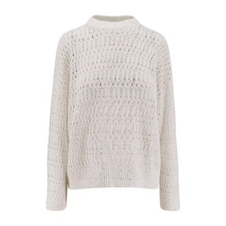 Brunello Cucinelli Crew Neck Paillettenstrick - - Knitwear - Damen - Wei&szlig; - M