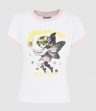 Ganni Tee Shirt Basic Baby Fit Fairy Bright White