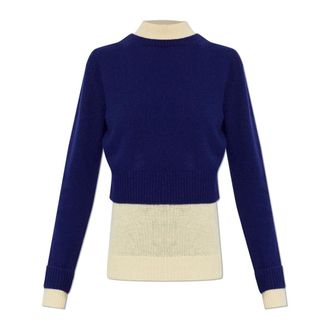 Jil Sander Wollpullover mit Stehkragen - - Knitwear - Damen - Blau - L