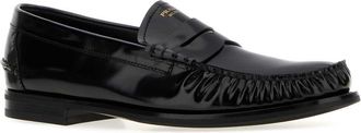 Prada Mens Black Leather Loafers Nero Mocassini