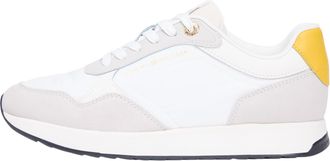 Tommy Hilfiger Damen Mix Material Runner Fw0Fw08950 Low Top, White (Coastal Taupe/Ecru/Yellow), 40 EU