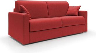 Divani.Store Chris Schlafsofa mit 18 cm hoher Matratze Stoff T13 206 cm (mat. 160x197) rot - rosso