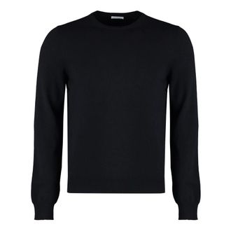 Malo Kaschmir-Mix-Pullover mit gerippten Abschl&uuml;ssen - - Knitwear - Herren - Schwarzk - M