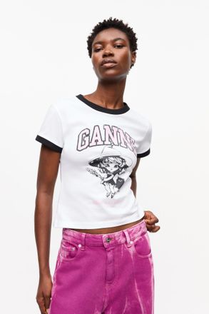 Ganni T-shirt basique en jersey blanc avec sorcière Coton - Taille S