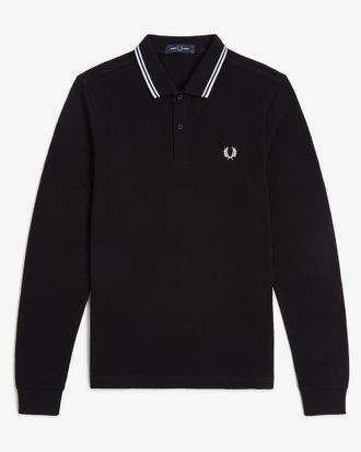 Fred Perry Langarm-Poloshirt aus Baumwoll-Piqu&eacute; mit Lorbeerkranz-Stickerei in