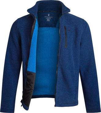 Spyder Herren-Fleecejacke - LSF 30+, weiche Polar-Fleece-Jacke, Sherpa-Futter, Rei&szlig;verschluss, Herbstjacken f&uuml;r Herren mit Taschen, Marineblau, M