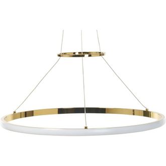 Beliani Lampe Suspendue avec Lumi&egrave;re led en Aluminium et Acier Dor&eacute; Pour Int&eacute;rieur Moderne et Design Tendance Beliani