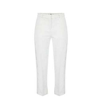 Elisabetta Franchi Leichte Cr&ecirc;pe-Hose mit Smoking-Details - - Trousers - Damen - Wei&szlig; - XS