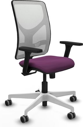 Piqueras y Crespo B&uuml;rostuhl mit Rollen mit 3D-Armlehnen, h&ouml;henverstellbare Lendenwirbelst&uuml;tze, ausgestattet mit 3 Positionen und Schneideschaum, Wei&szlig;/Violett