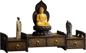 Generic Altartisch aus Holz, kleiner Schreintisch mit Schreintisch mit Behälter, kleiner seitlicher niedriger Tisch mit Schublade für zu Hause