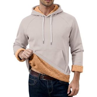 Generic Sweat &agrave; capuche pour homme - Cordon de serrage - T-shirt &agrave; manches longues - Couleur unie - Sweat &agrave; capuche doubl&eacute; - Confortable - Pull en polaire d&eacute;c
