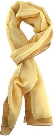 TigerTie Foulard en mousseline de soie pour femmes - Couleur unie - Dimensions du foulard : 160 cm x 36 cm - Fabriqué en Italie, Beige ocre., One Size