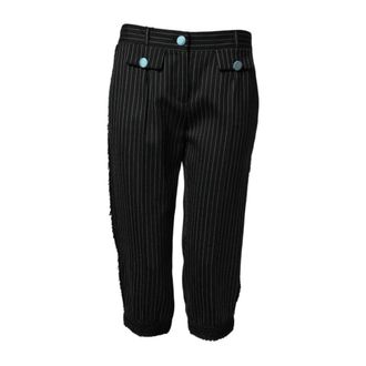 Dolce & Gabbana Femme, Pantalons, Noir, Taille: 36 FR Wool Striped Cropped Trouser Pants
