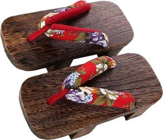 BESPORTBLE Sabots Japonerie en Bois à 2 Dents pour Femme Taille 40 Pantoufles dÉté Légères en Tissu et Bois Sandales Sabots pour Intérieur et Sorties Loisirs