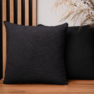 MG Design 2er Set Kissenbezüge 50 x 50 cm in Schwarz - mit Reißverschluss, fein gewebt mit Chenille-Haptik, pflegeleich