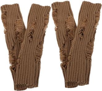 Valiclud Mitaines sans Doigts Tricot&eacute;es Style Punk en Maille Acrylique Chaudes pour Femmes Usage Hiver Automne Longueur -bras Couleur Kaki 2 Paires