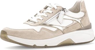 Gabor Damen Low-Top Sneaker, Frauen Halbschuhe,stra&szlig;enschuhe,Strassenschuhe,Freizeitschuhe,Turnschuhe,Laufschuhe,Weiss/Oak/Puder,42 EU / 8 UK