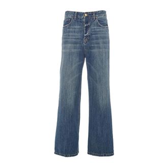 Manila Grace Wide Leg Sand Wash Jeans - - Jeans - Damen - Blau - W32