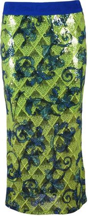 Versace Jeans Couture Longuette Total Paillettes - Femme - Jupes - Vert - Taille: 42 FR
