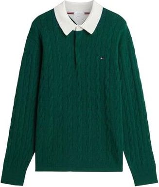 Tommy Hilfiger Pull droit col polo torsad&eacute; en laine