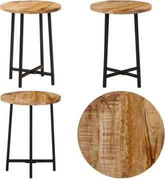 vidaXL Couchtisch 35x35x45 cm Massivholz Mango und Eisen - Holz Couchtisch - Mangoholz Couchtisch - Esszimmertisch - Wohnzimmerschmuck - Side Table - Home &
