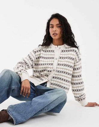 Levi's Charlotte gilet en maille ray&eacute; blanc