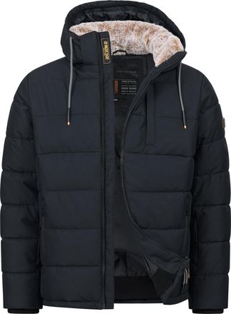 Indicode Herren INHebero Winterjacke mit Kapuze und Rei&szlig;verschluss | Herrenjacke Steppjacke f&uuml;r M&auml;nner Black, L