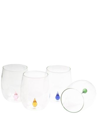 See U Soon Set aus vier Drop Gläsern mit 3D-Detail - Nude