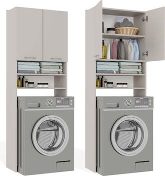Topeshop POLA - Armoire de Salle de Bain au-dessus du Lave-linge - Beige