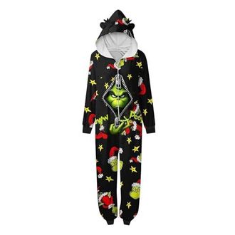Generic Le Grinch Pyjama Noel Famille De Grinch Assorti Chaud Et Doux The Hiver Deguisement Bebe Enfant Vetement Homme Ensemble Noël Femme Garcon Couple Coton