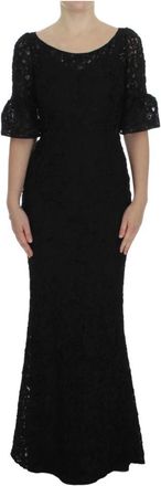 Dolce & Gabbana Femme, Robes, Noir, Taille: 36 FR Robe Longue Maxi Bodycon en Dentelle Florale
