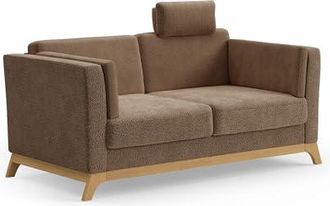 Cavadore Cavadore 2,5er-Sofa Vida / 2,5-Sitzer Couch im trendigen Design mit massivem Holzrahmen in Eiche, Kopfstütze mit Kuschelkissen / 183 x 84 x 93 / Cheni