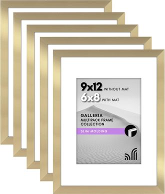 Americanflat 22,9 x 30,5 cm großes Bilderrahmen-Set in Gold - Verwendung als 15,2 x 20,3 cm Bilderrahmen mit Passepartout oder 22,7 x 30,5 cm Rahmen ohne Passepart