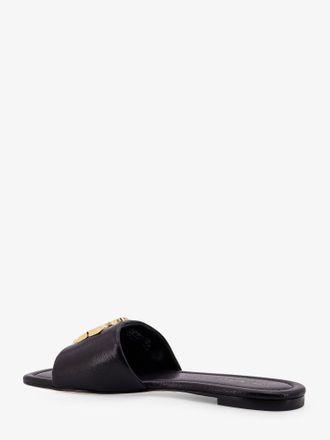 Tory Burch Womens Leather Flat Sandals Black Upper Caprine