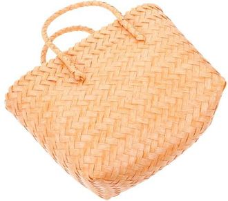 Hemobllo Paquet Tissé en Plastique Beige Petit Format Cabas Tressé Léger pour Plage et Voyage Paquet Fourre-Tout Solide en Fibres Végétales Multifonction et Es