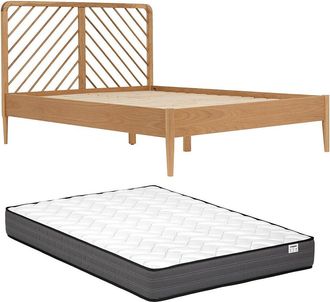 Vente-Unique Bett 140 x 200 cm + Matratze - Eiche und MDF - Natur- LERIAKI